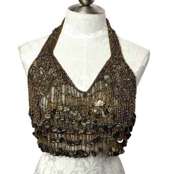 Western | Tops | Belly Dancing Beaded W Coins Bra Nos 9s Nwot Vintage ...